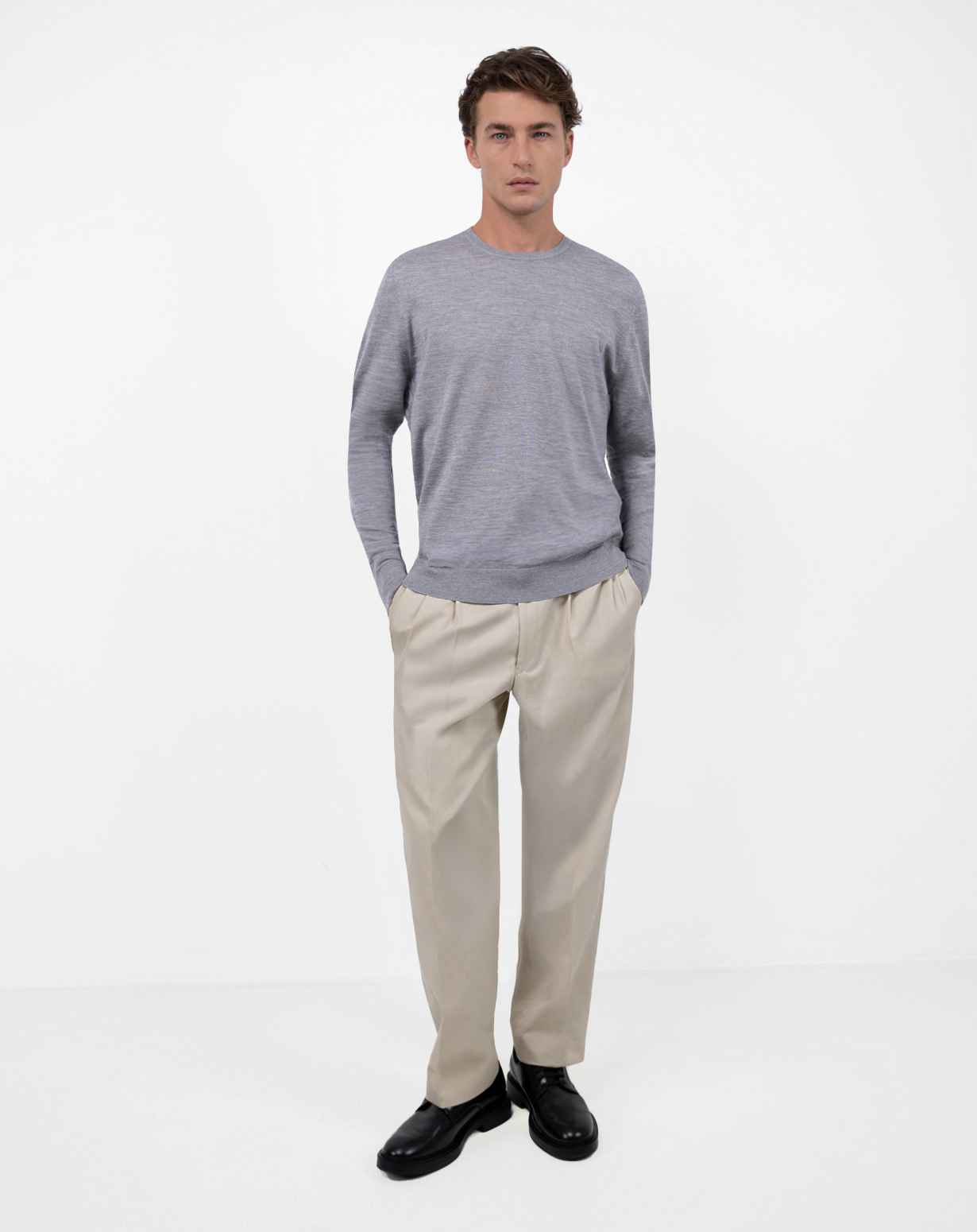 Men's Ultra-Fine Cashmere Silk Crew Neck | MaisonCashmere