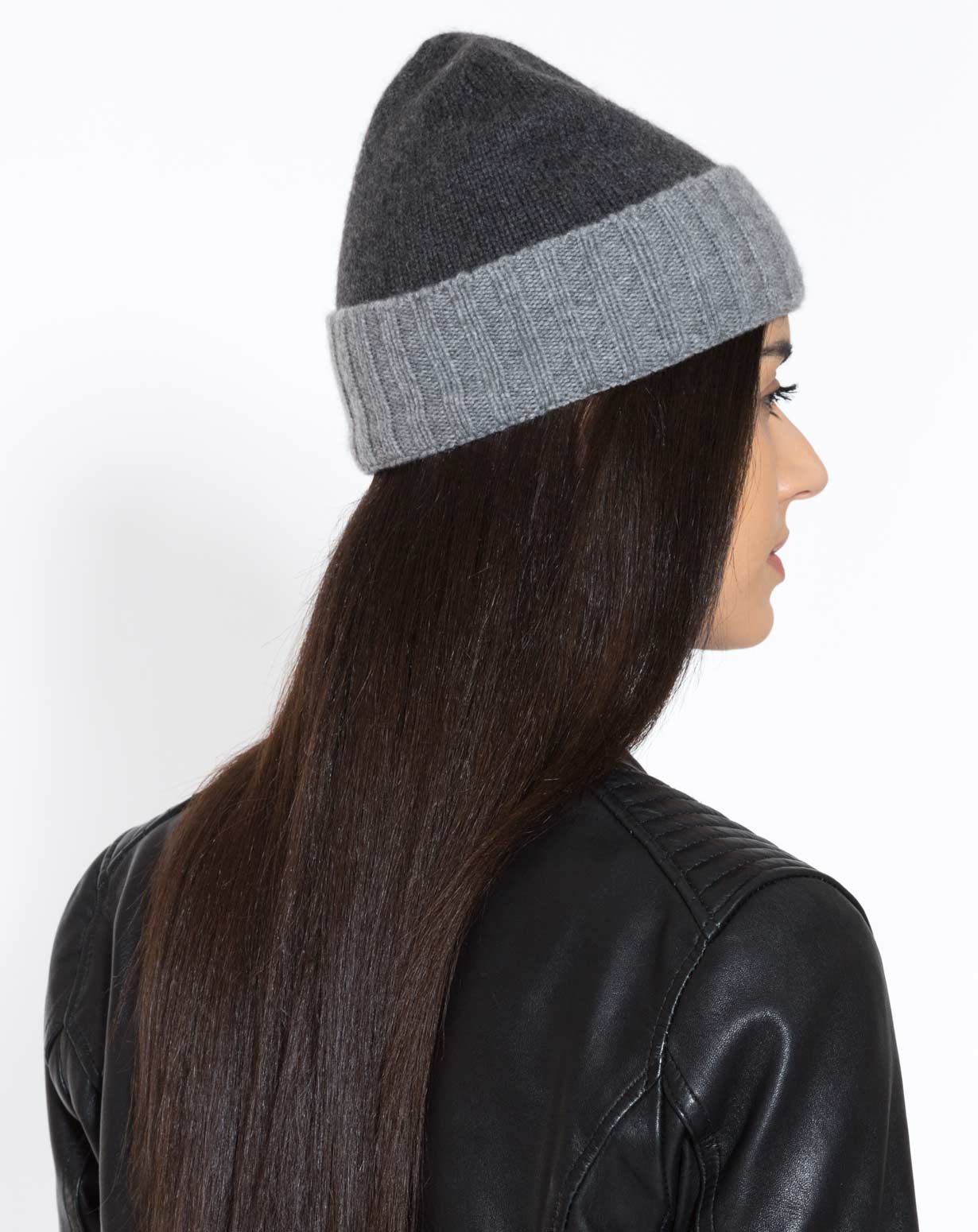 Ladies' Pure Cashmere Bicolour Cap | MaisonCashmere